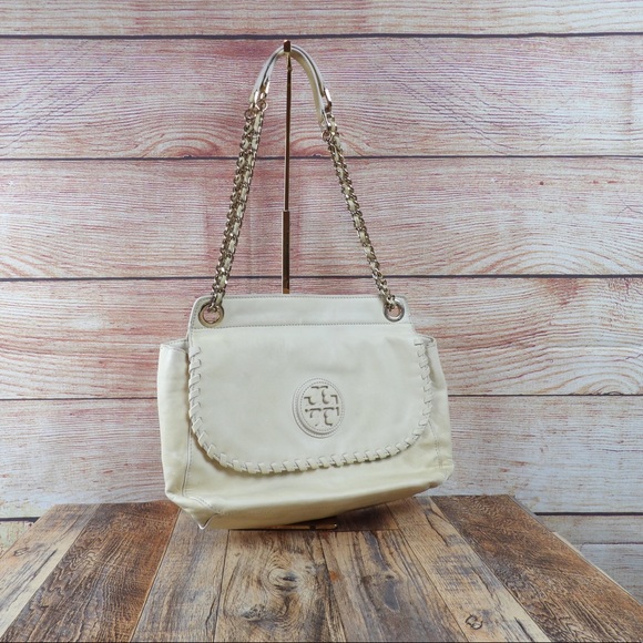 Tory Burch | Bags | Tory Burch Natural Undyed Leather Marion Stacked ...